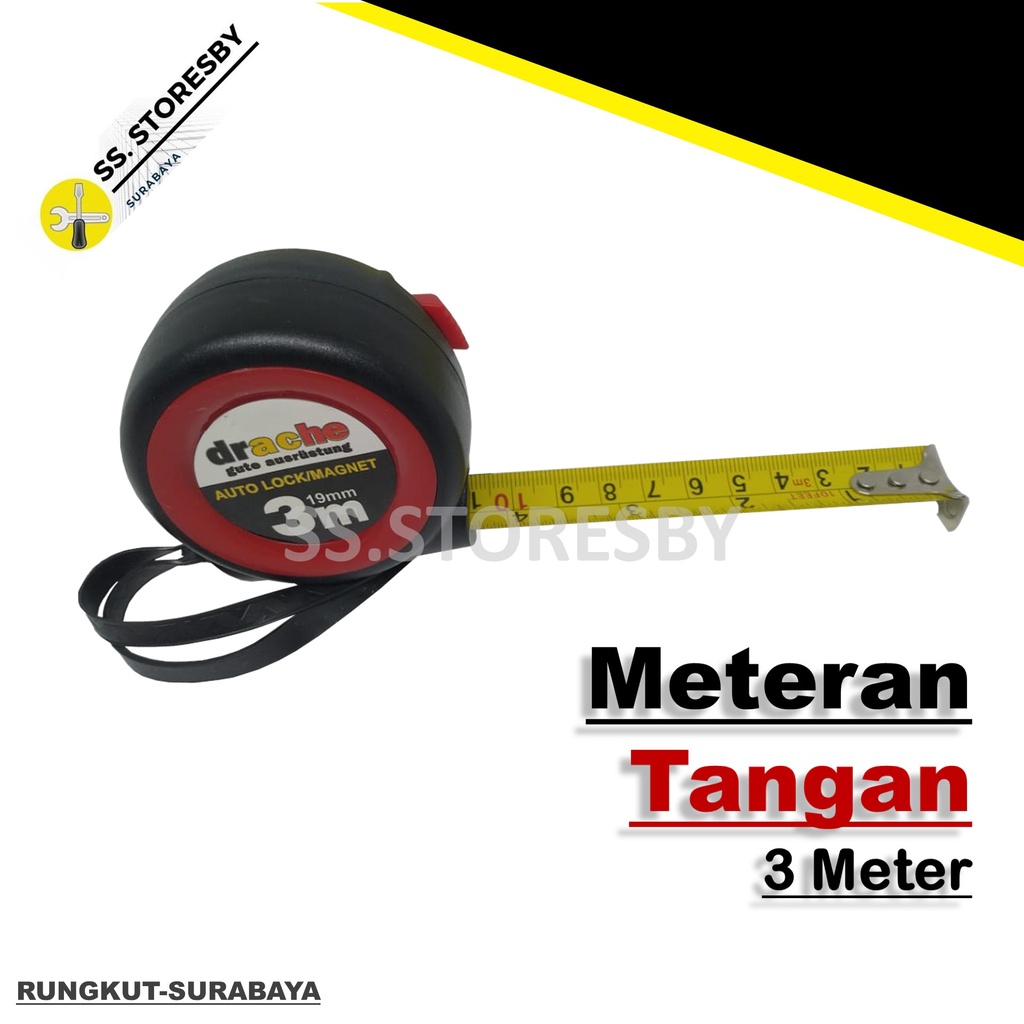 Jual DRACHE 3M METERAN TANGAN 3M BANGUNAN METERAN TUKANG ALAT UKUR PLAT ...