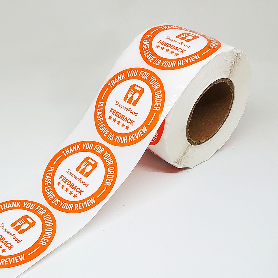 Jual Label Sticker Shopee Food Review Feedback Stiker Bundar Thank You ...