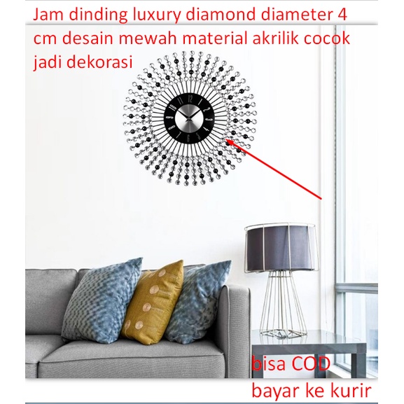 Jual Jam dinding luxury diamond diameter 43cm desain mewah material ...