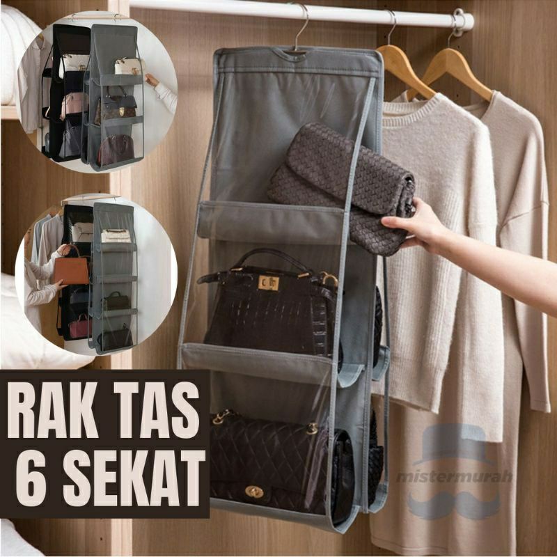 Jual Rak tas gantung 6 sekat serbaguna | Shopee Indonesia
