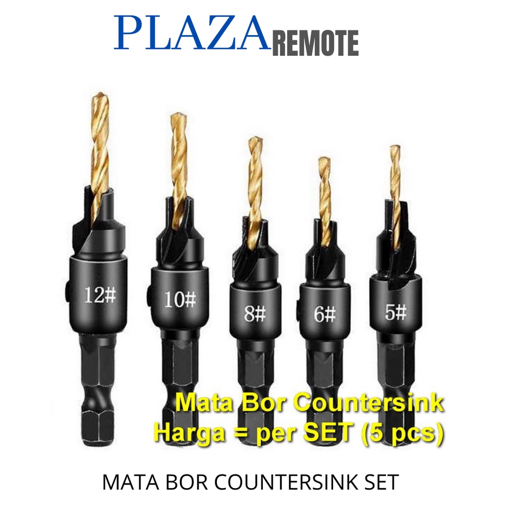 Jual COUNTER SINK MATA BOR DRILL BIT HSS COUNTERSINK 1.98-3.56 MM SET 5 ...