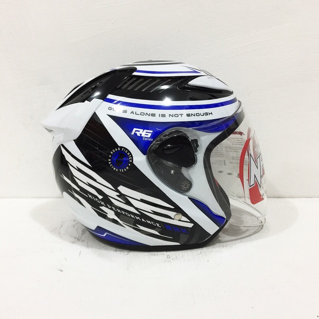 Jual Helm NHK R6 Motif RacerX White Blue Putih Biru | Shopee Indonesia