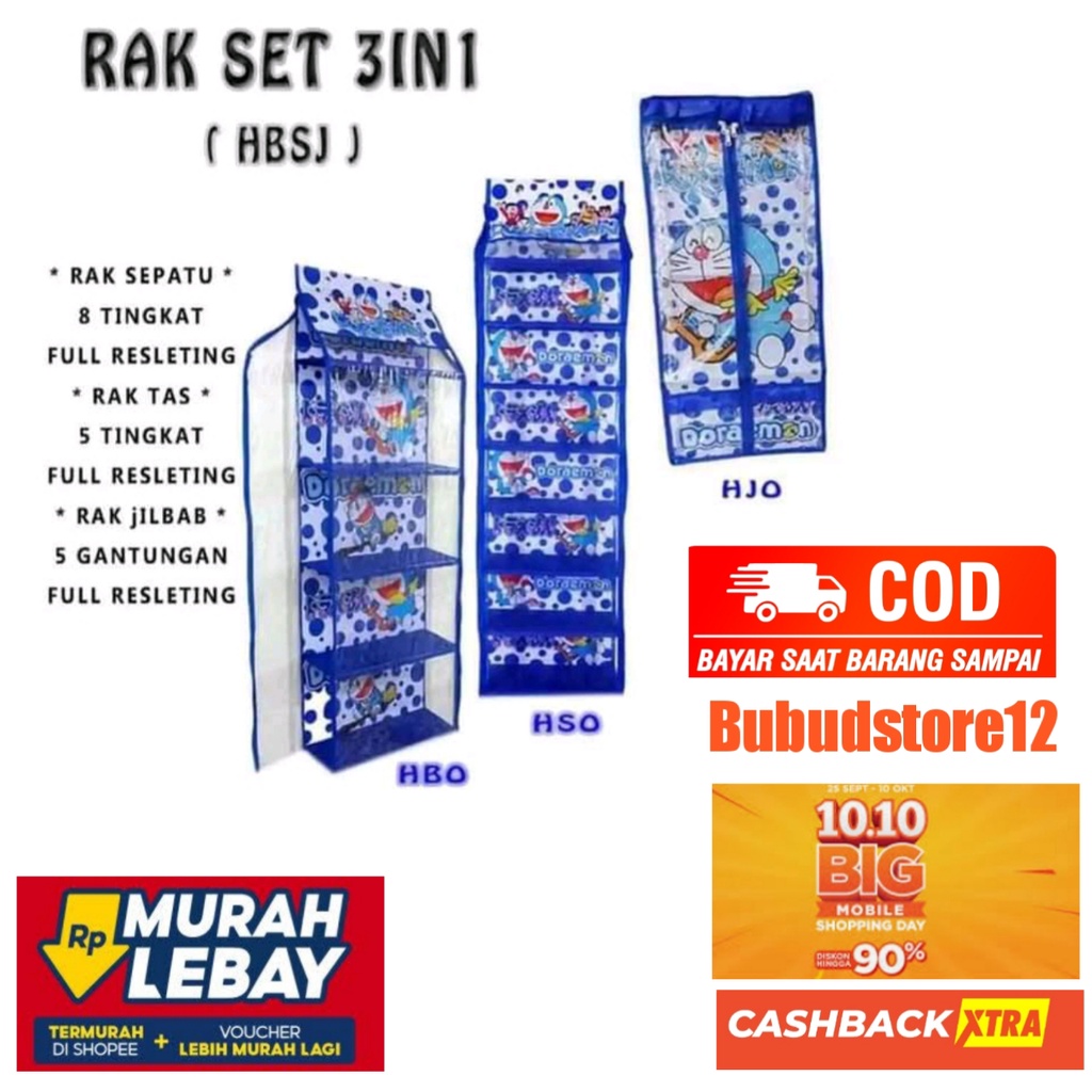 Jual Rak Gantung Set 3 in 1 Karakter (RAK TAS,RAK SEPATU,RAK HIJAB ...