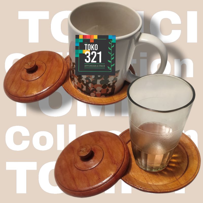 Jual Coaster Tatakan dan tutup gelas kayu unik estetik | Shopee Indonesia