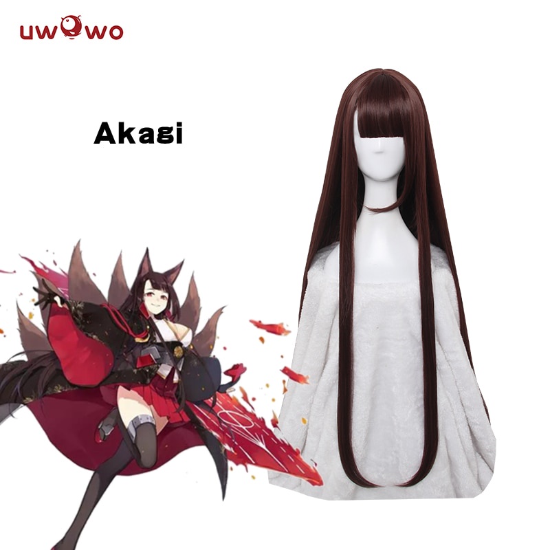 Jual PREORDER UWOWO Azur Lane Akagi Wig 100 CM Long Straight Brown Red ...