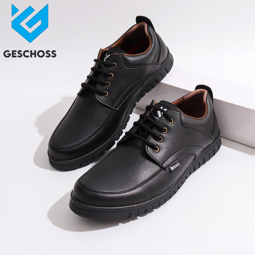 Jual GESCHOSS ORIGINAL - Sepatu Kasual Pria Hitam Kulit Kerja Formal Casual Pesta Kerja Kantor ...