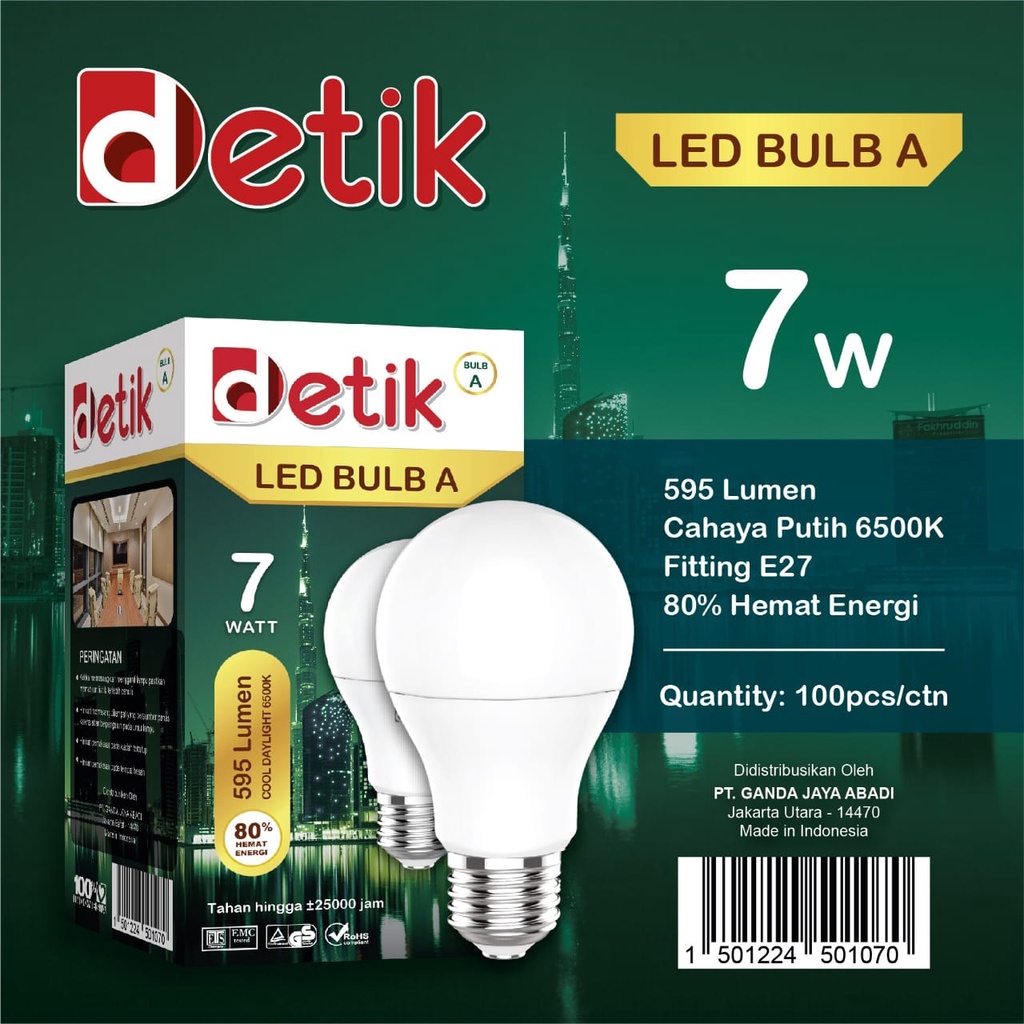 Jual DETIK Lampu LED Bulb 7 Watt - Cahaya Putih | Shopee Indonesia