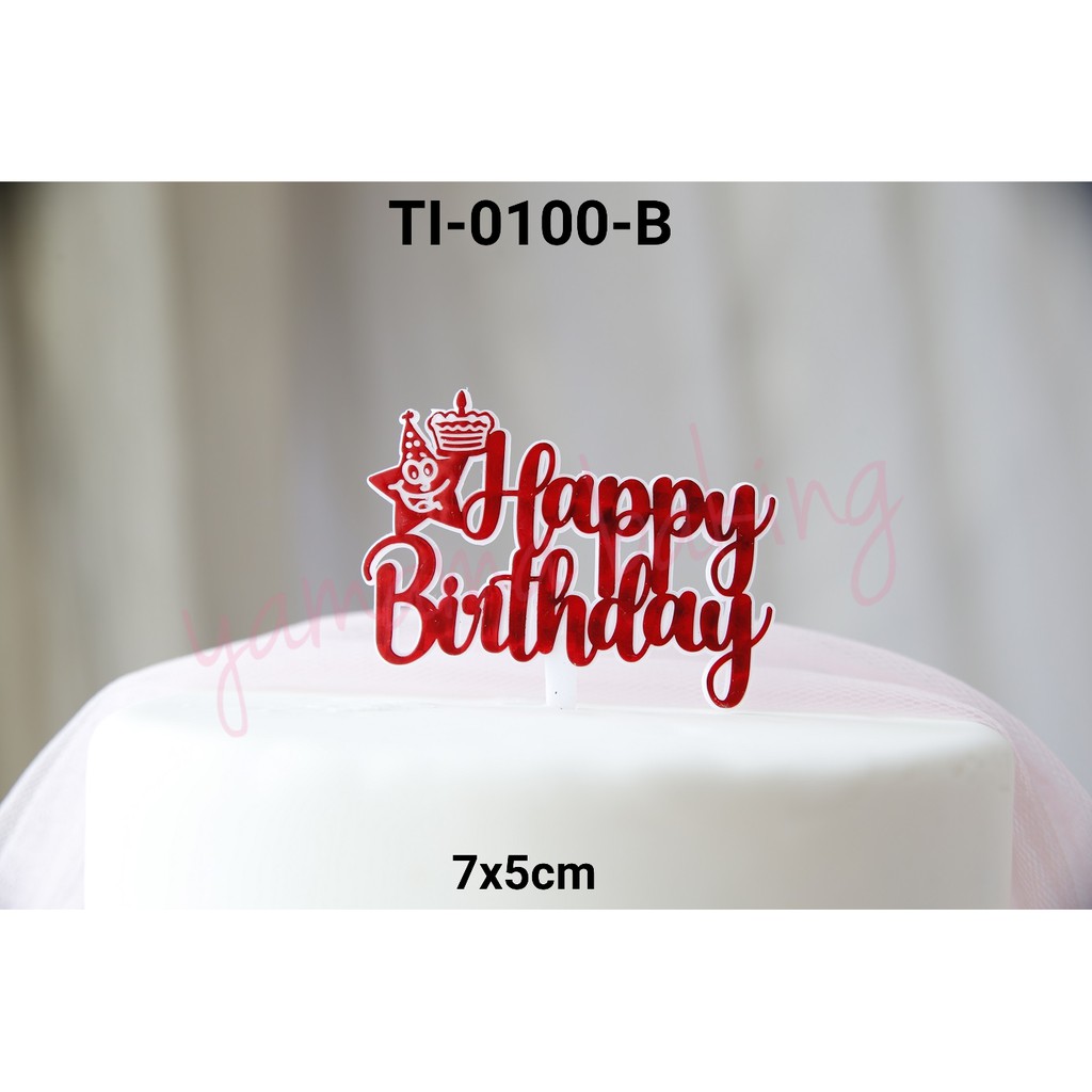 Jual TI-0100-B Topper tulisan happy birthday bintang star cake | Shopee ...