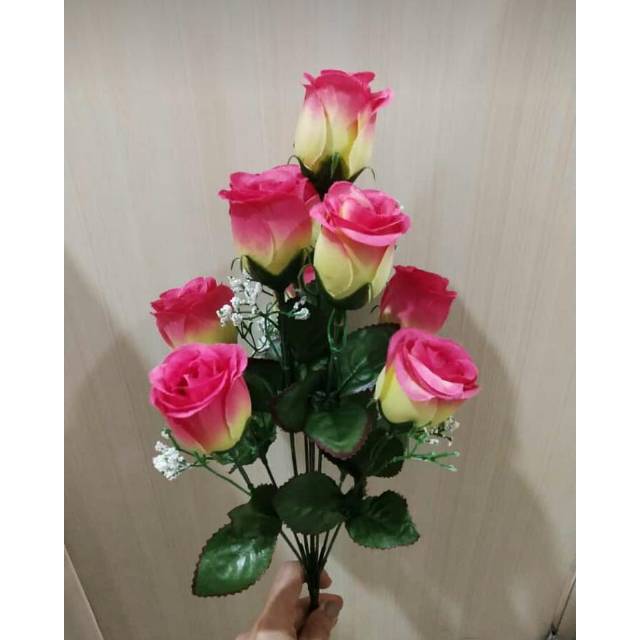 Jual BUNGA ROSE KUNCUP ARTIFICIAL 9" | Shopee Indonesia