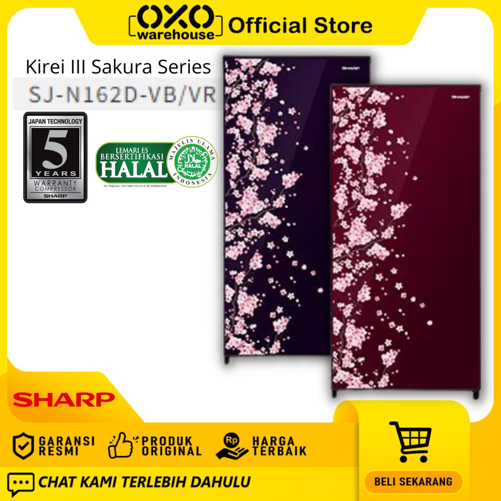 Jual Sharp Kulkas 1 Pintu SJ-N162D VB VR Sakura Series Kapasitas 133 L ...