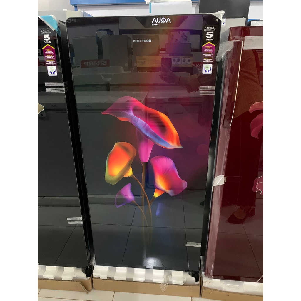 Jual Kulkas Polytron 1 pintu 18 MTR Kapasitas 180 liter GLASS DOOR ...