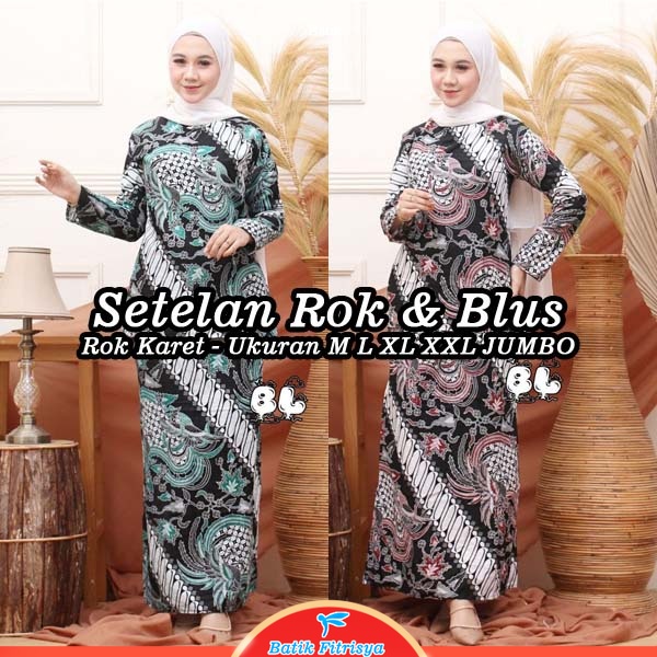 Jual Setelan Batik RNB - Motif Sayap Warna Hijau Tosca Merah Ukuran M L ...