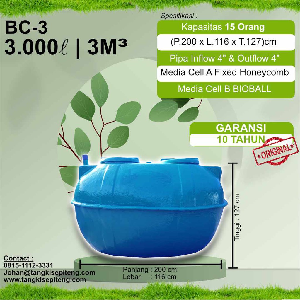 Jual Septic Tank TANGKI BIOTANK 3m3/day 3000 liter 3 m3 - Biotech ...