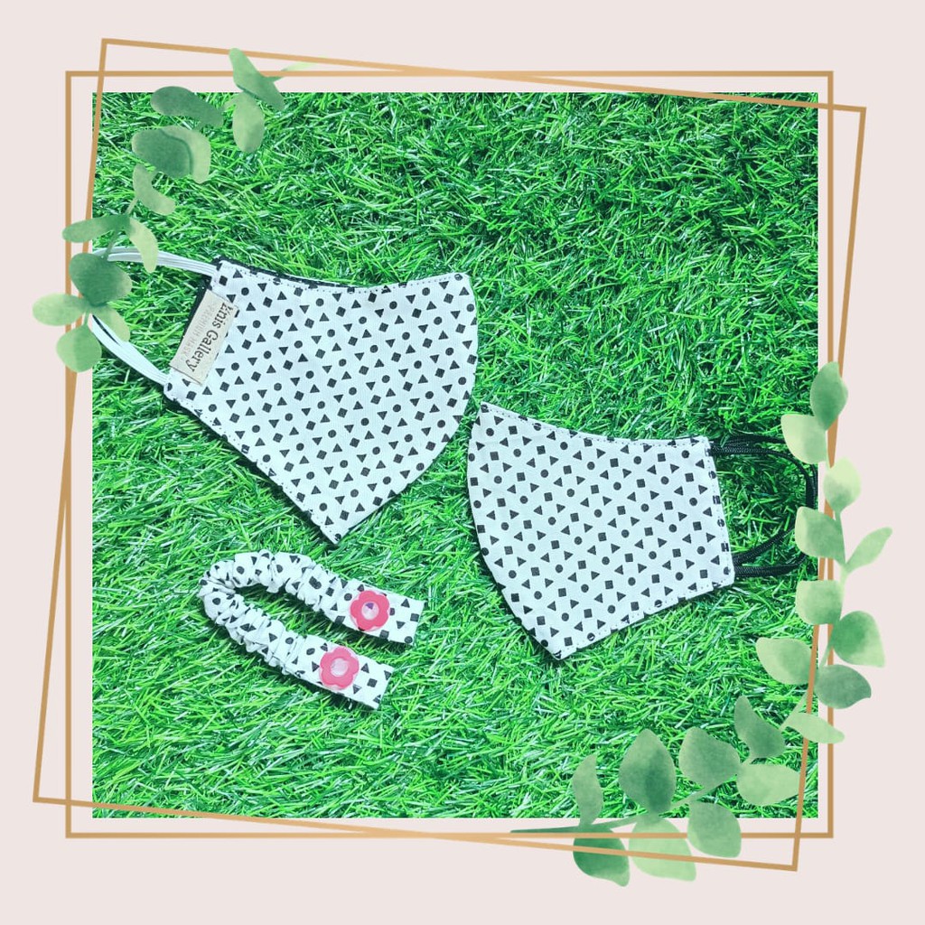 Jual MASKER KAIN COUPLE - MOTIF SEGITIGA PUTIH, FREE CONNECTOR | Shopee ...