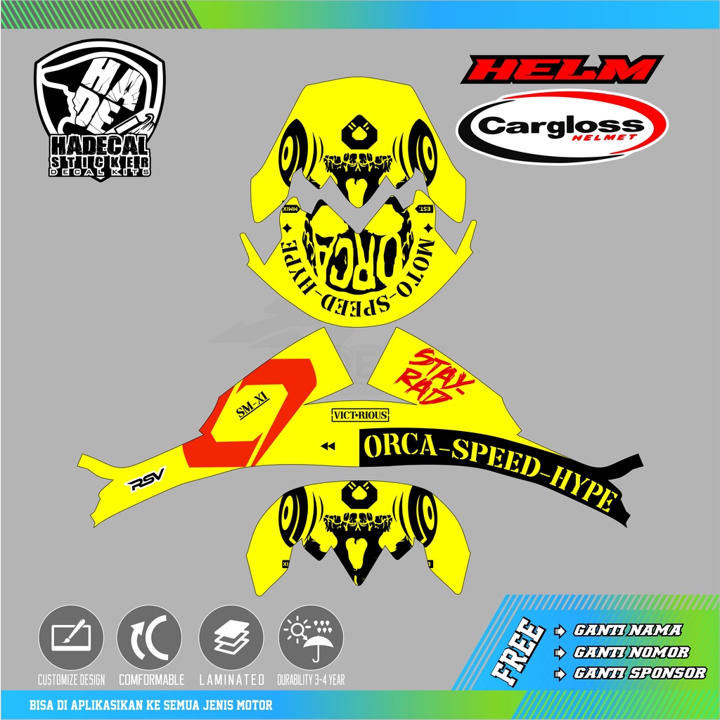 Jual DECAL STICKER HELM CARGLOSS MOTIF ORCA | Shopee Indonesia