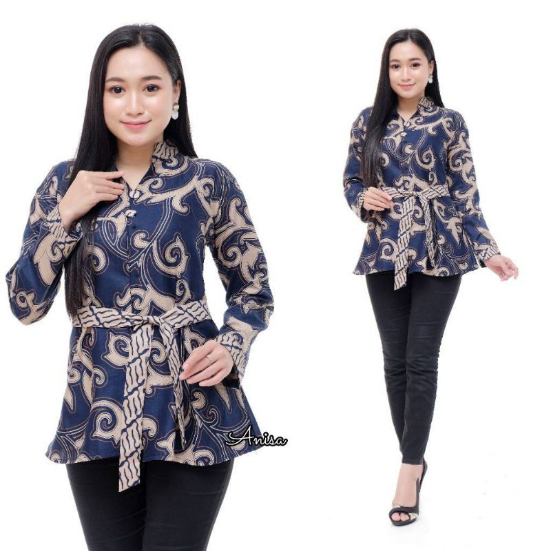 Jual tey-17 Batik Wanita ASJ SA HRB026 Kenongo Kemeja Tosca Pendek Atasan Wanita Lengan Panjang ...