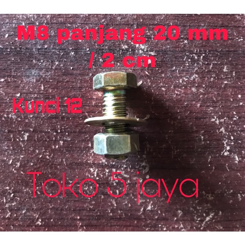 Jual baut m8 x 20 / kunci 12 / panjang 2 cm / baut kuning / baut halus / kunci 12 | Shopee Indonesia
