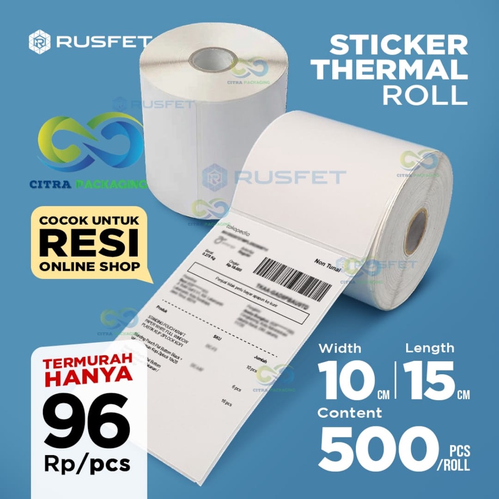 Jual KERTAS THERMAL ROLL STICKER LABEL PRINT RESI Lebar 10 cm X Panjang 15 cm | Shopee Indonesia