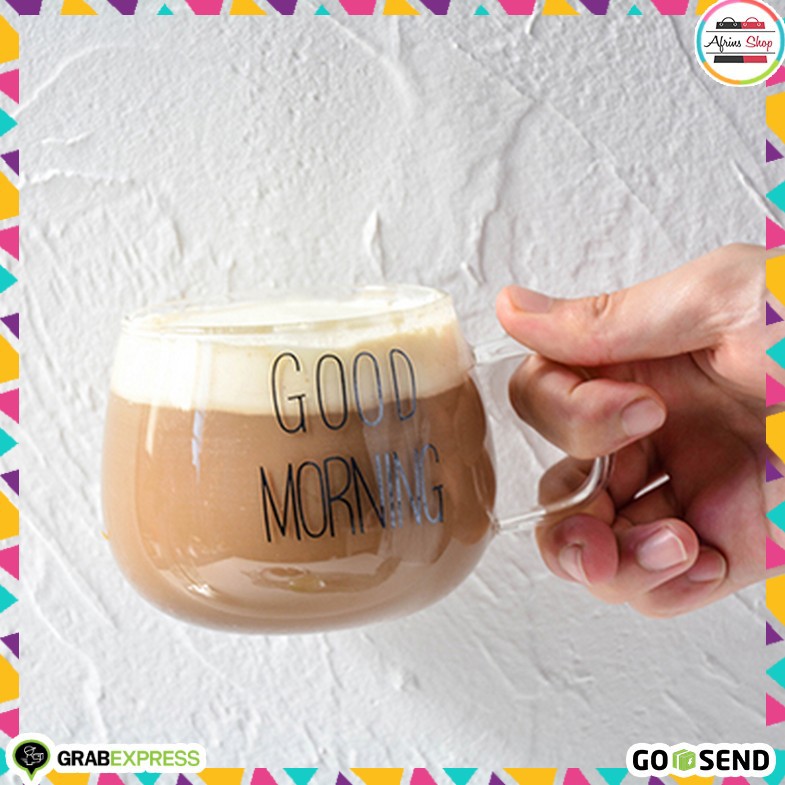 Jual Gelas Kopi Desain Good Morning 350ml | Shopee Indonesia
