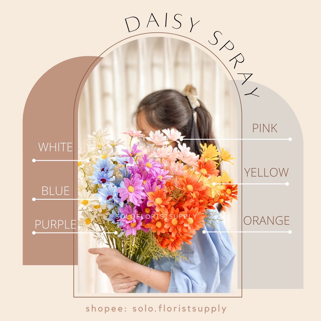 Jual 5 KUNTUM SINGLE DAISY SPRAY KRISAN ARTIFICIAL 55CM ASTER DESI ...