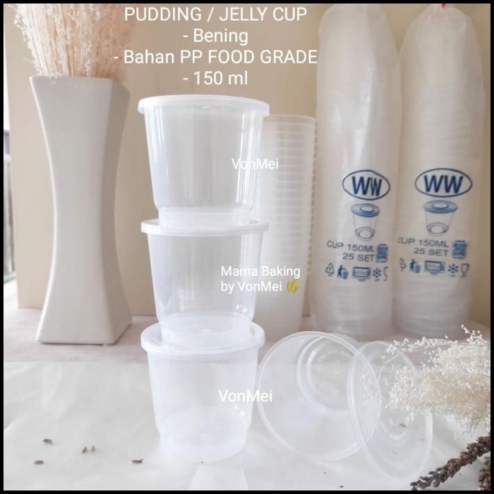 Jual Gelas Tempat PUDDING JELLY CUP + Tutup 150 ml Bening Bagus 10 PCS ...