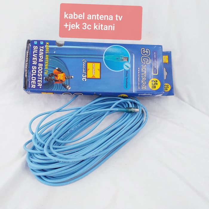 Jual Kabel Antena TV 3C+Jek Tanpa Booster 25 meter Full Tembaga KITANI TOP | Shopee Indonesia