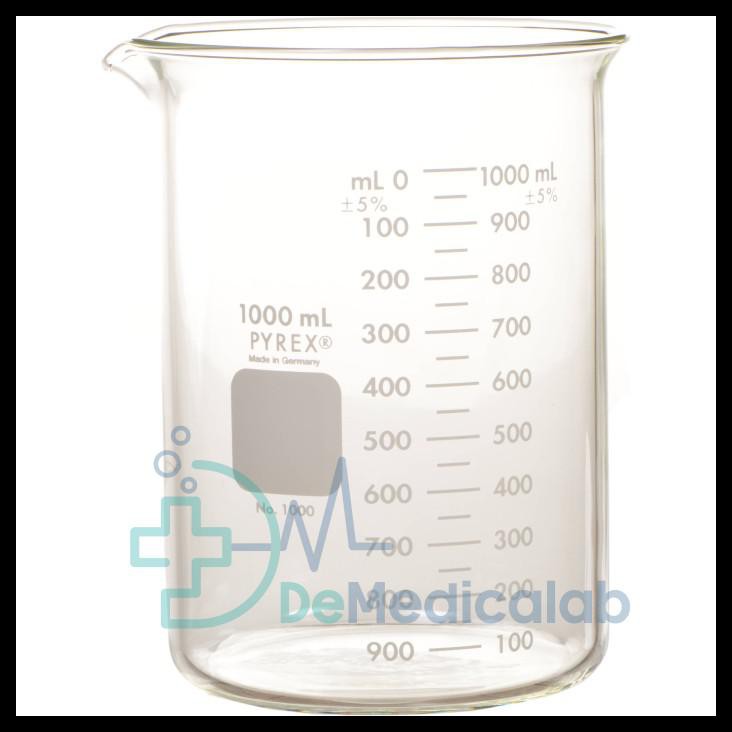 Jual Gelas Kimia Kaca / Beaker Glass Pyrex Rrc 1000 Ml | Shopee Indonesia