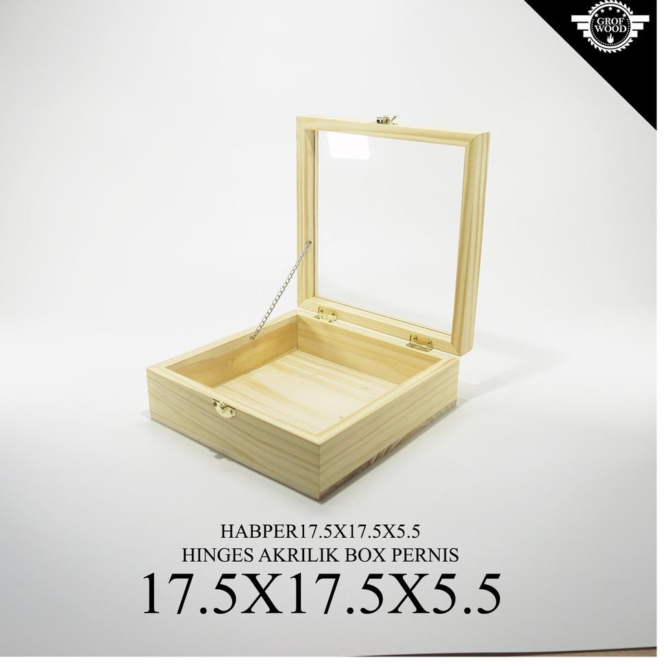 Jual HINGES AKRILIK BOX 17.5X17.5X5.5 BOX KAYU KOTAK PINUS (KODE 3232 ...