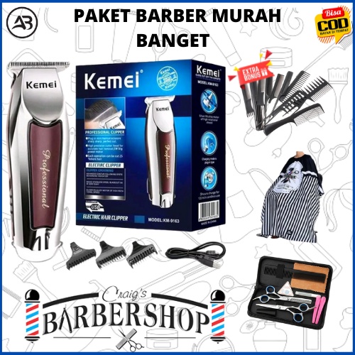 Jual gunting cukur rambut 1 set original listrik [ BONUS KAIN CUKUR ...