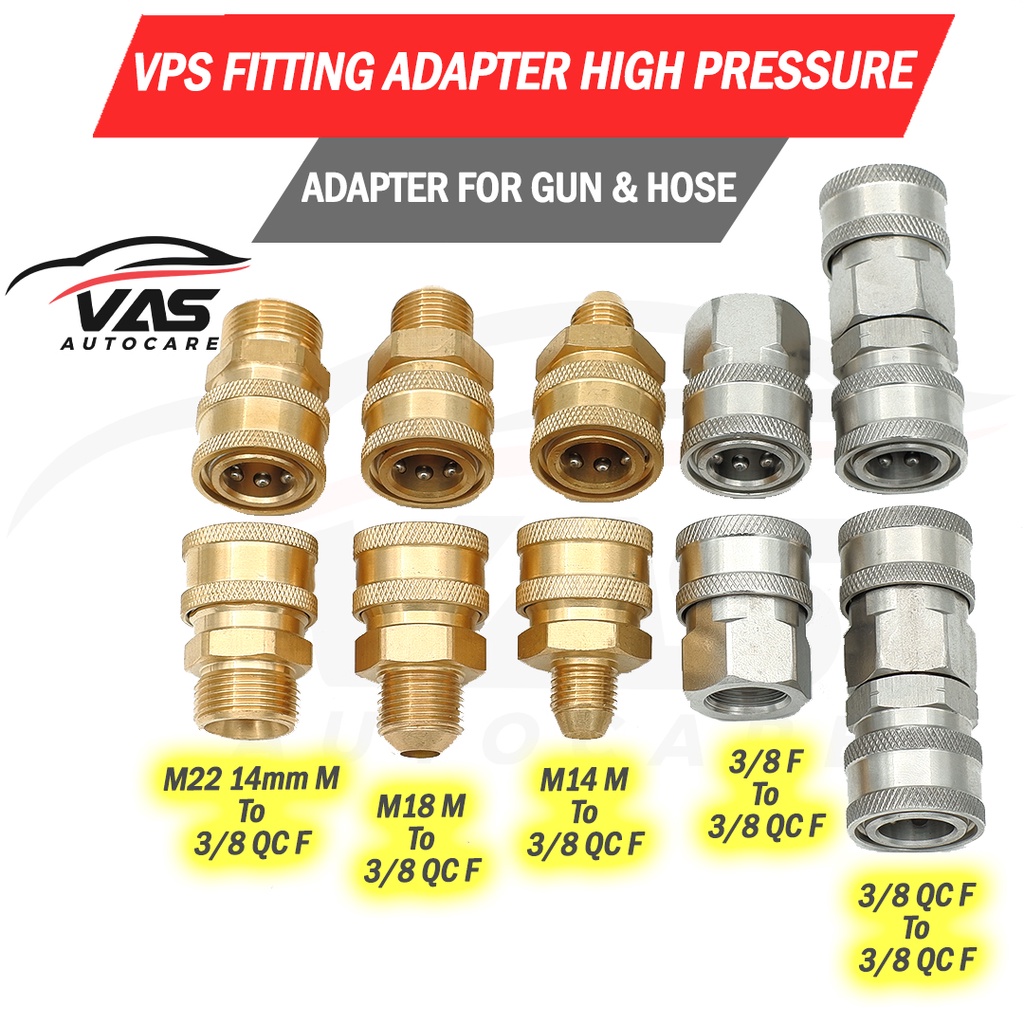 Jual VPS Adapter Converter High Pressure Quick Connect M22 3/8 1/4 M14 ...