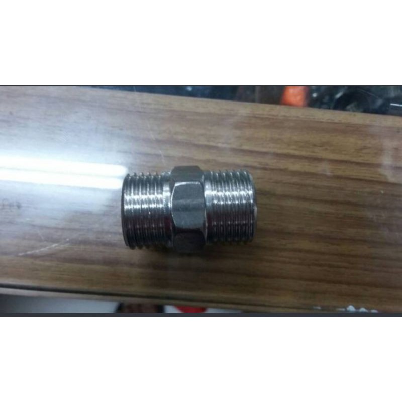 Jual Double neple stainless 1/2 inch / sok drat luar luar 1/2 inch ...