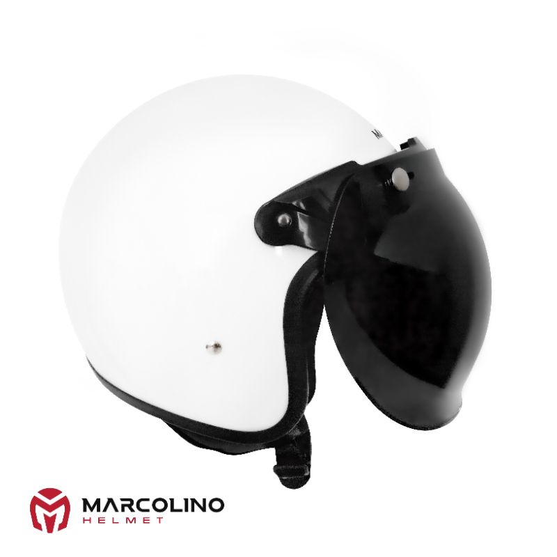 Jual Helm Bogo Retro Marcolino Putih Glossy SNI Bubble Smoke/Chrome ...
