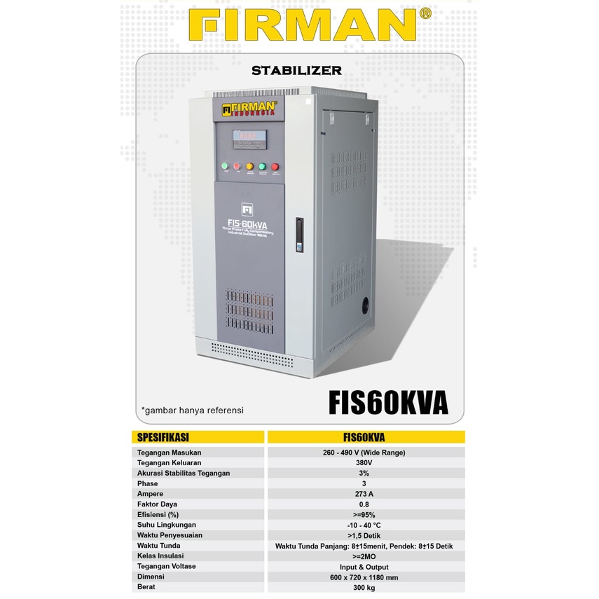 Jual Stabilizer LISTRIK FIS60KVA FIRMAN 3 Phase 60KVA INDUSTRIAL ...