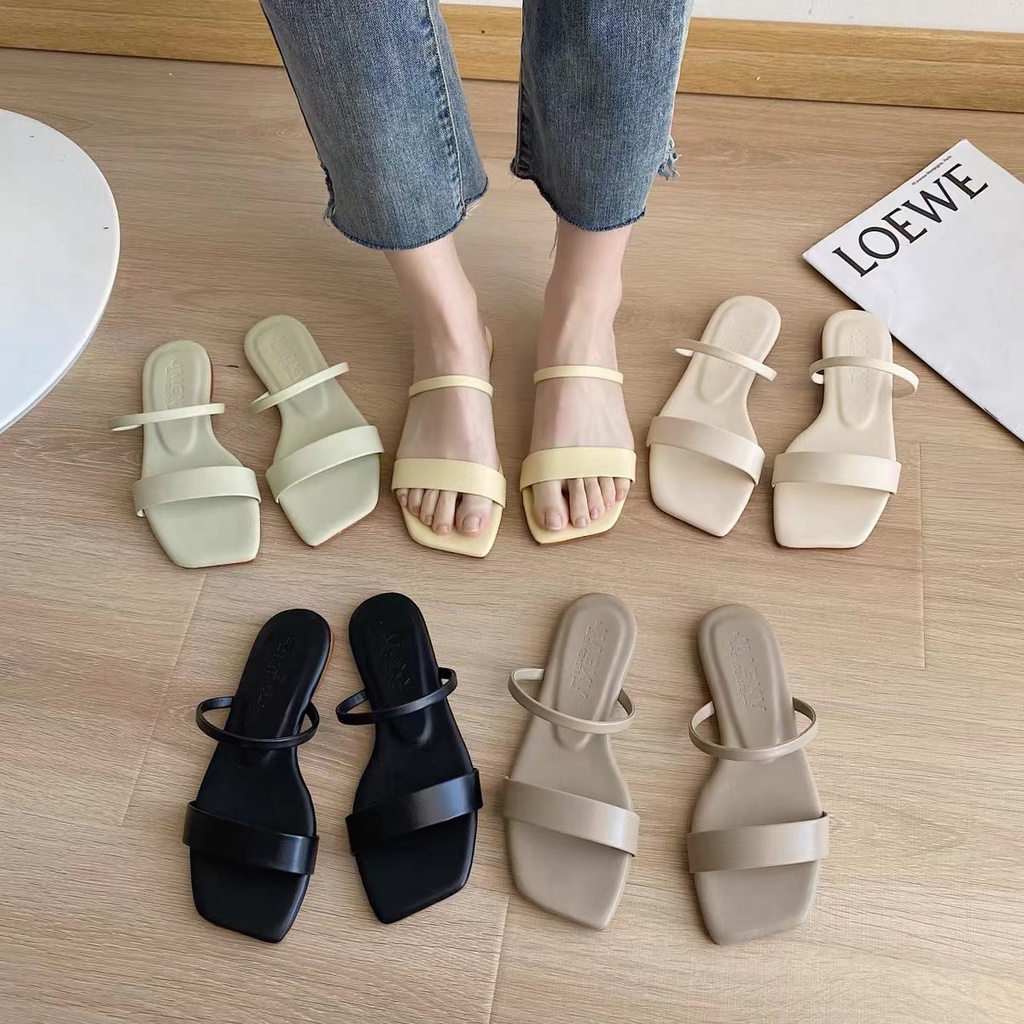 Jual Women Open Toe Slip On Sandal / Sandals Women Casual Plain 5264 ...