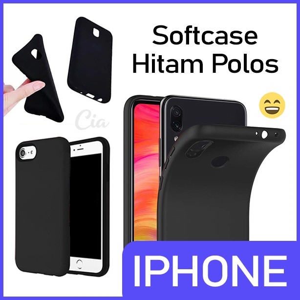 Jual Softcase Hitam Polos IPHONE 5 6 7 8 7+ 8+ X XR XS Max SE 11 12 13 ...