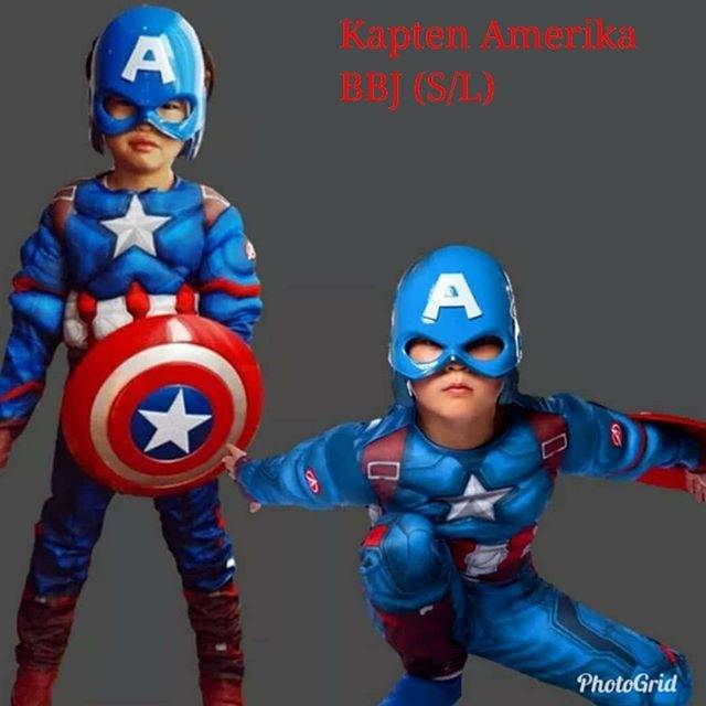 Jual Kostum Captain America Otot include topeng dan tameng bisa nyala ...