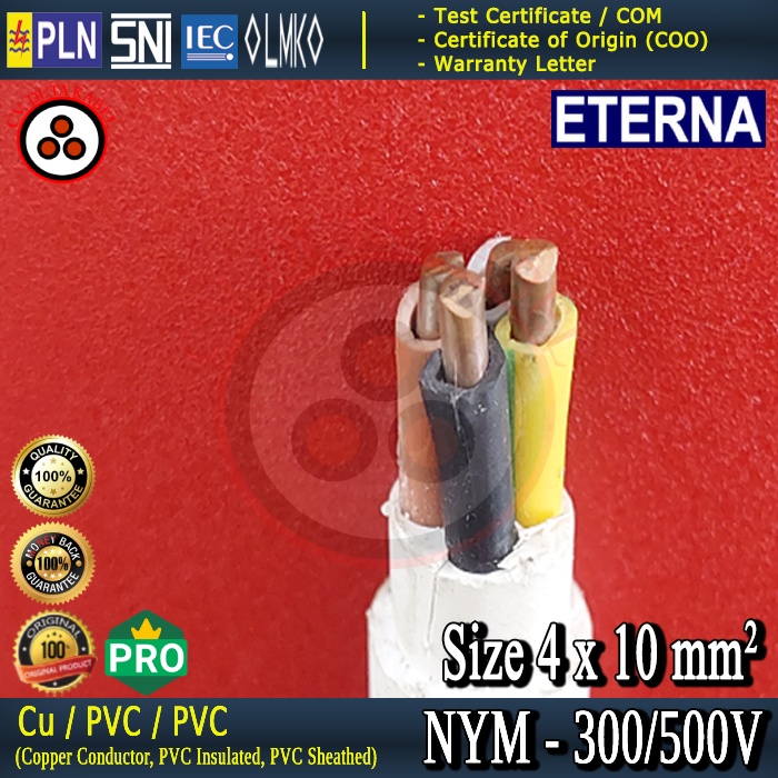 Jual Kabel NYM 4x10 mm2 ETERNA (50 m) /4x10 mm/4 x 10 mm2/4 x 10 mm ...