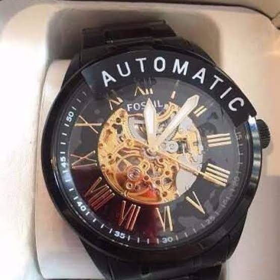 Jual Fossil Men's Automatic Black Ion Coated Skeleton View Watch BQ2092 ...