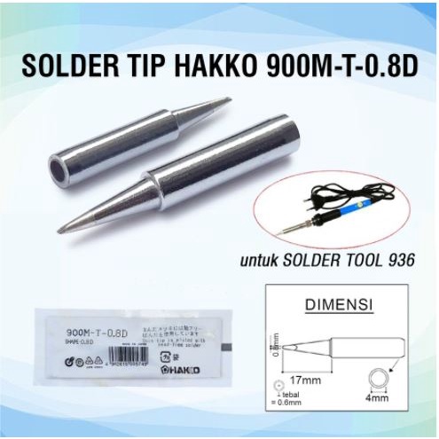 Jual Mata Solder/Solder Tip Hakko 900M-T-0.8D for Solder Tool 936 | Shopee Indonesia