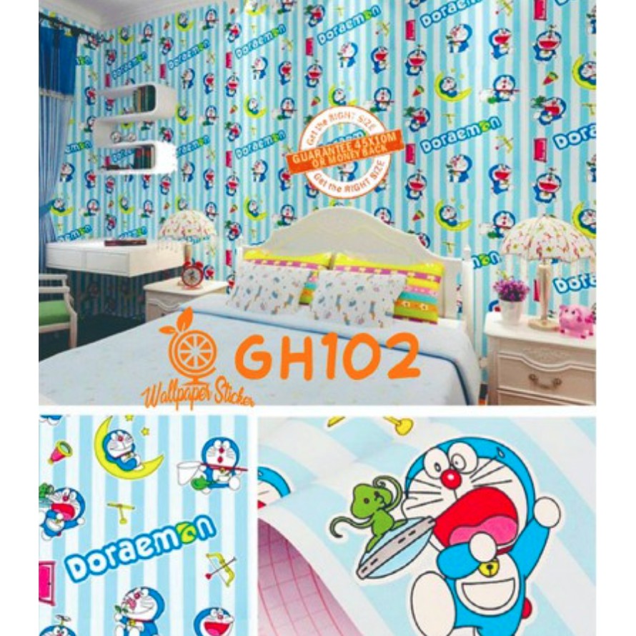 Jual WALLPAPER DINDING ukuran 45 cm x 10 M Motif DORAEMON 3D KOTAK BIRU LILO N STITCH Superhero ...