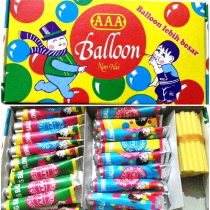 Jual Mainan Anak Balon Tiup AAA Original - Mainan Jadul Balloon isi 32 ...