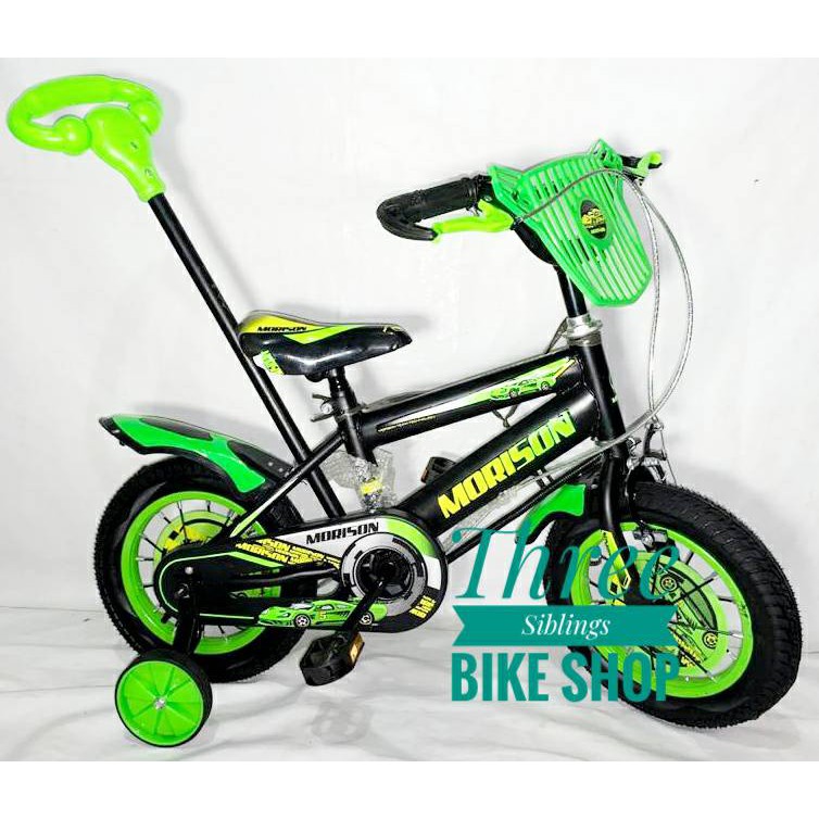 Jual SEPEDA ANAK MORISON BLACK GREEN DENGAN DORONGAN 12 INCH | Shopee ...