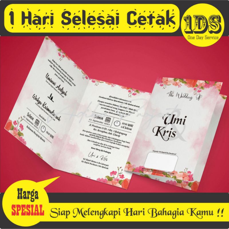 Jual AD.004 CETAK CEPAT UNDANGAN PERNIKAHAN MURAH UNIK FLORAL VINTAGE ...