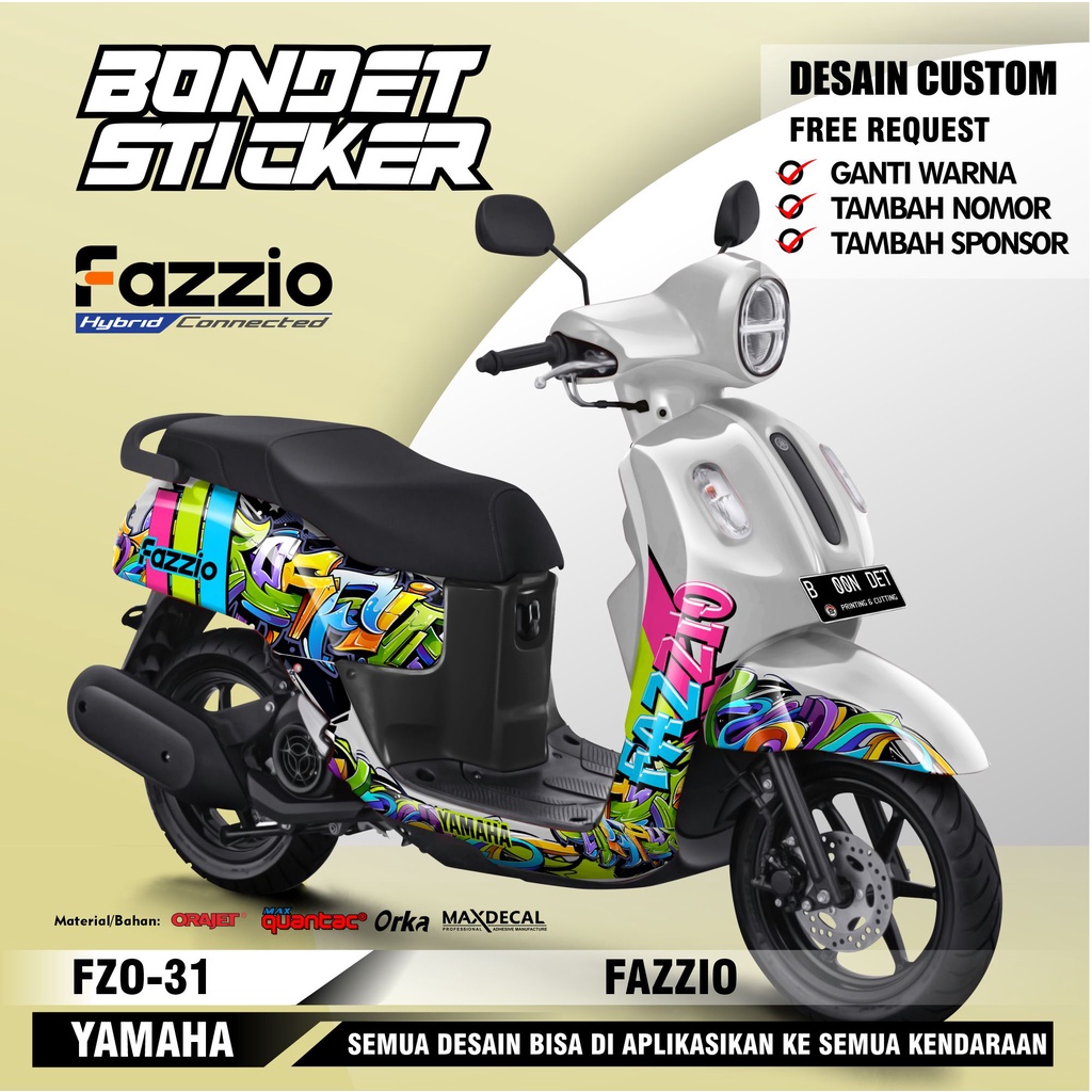 Jual STICKER MOTOR - DECAL YAMAHA FAZZIO FULL BODY KODE FZO-31 | Shopee ...