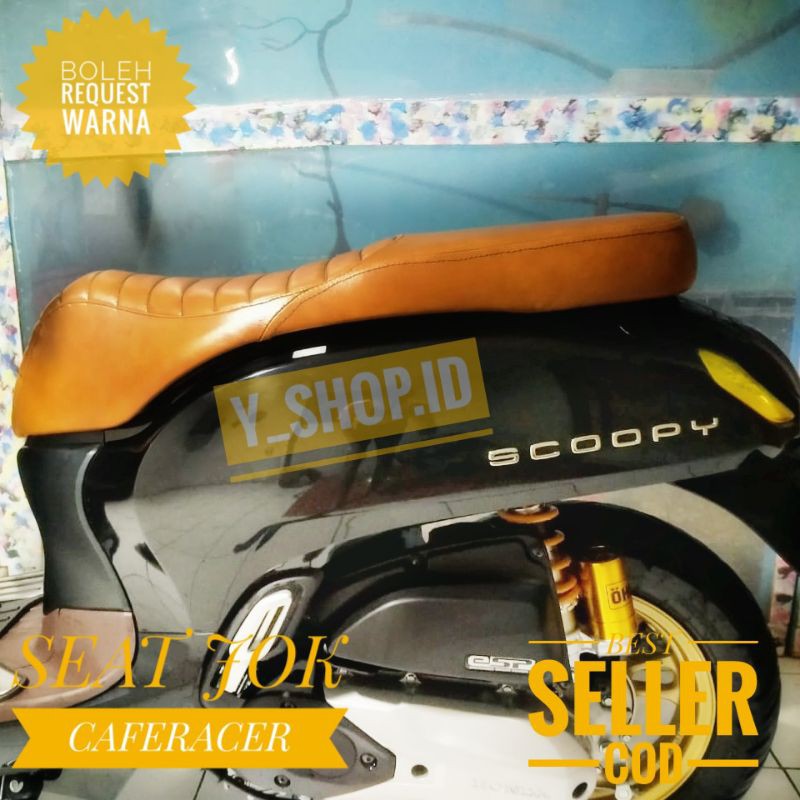 Jual Jok Motor Coklat Scoopy Genio Model Caferacer Double Seat | Shopee ...