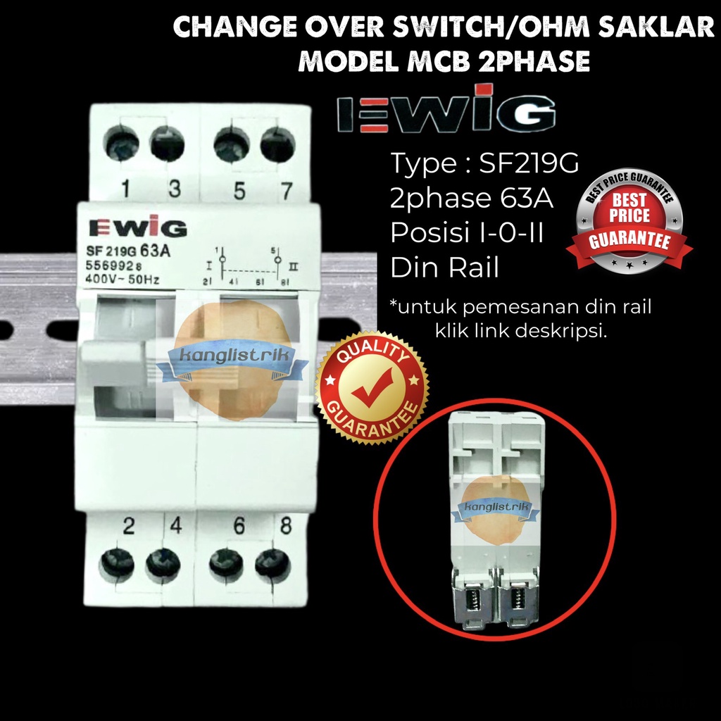 Jual COS OHM SAKLAR MODEL MCB 2PHASE 63A CHANGE OVER SWITCH DIN RAIL 2P ...