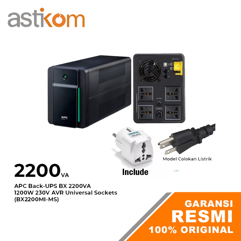 Jual UPS APC Back UPS BX 2200VA 1200W AVR Universal Socket | Shopee Indonesia
