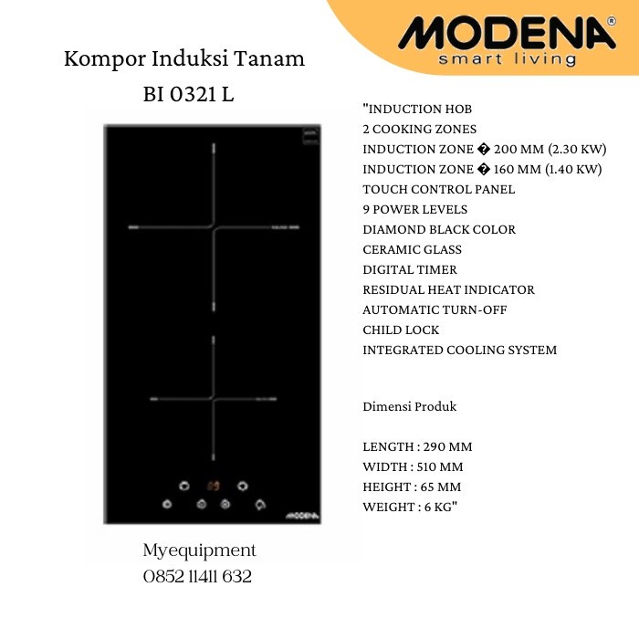 Jual Kompor Induksi Modena Tanam 2 Tungku BI 0321L 0321 Induction Hob ...
