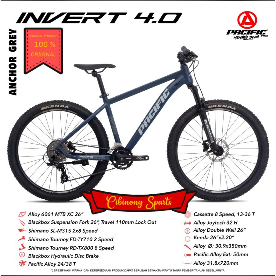 Jual Sepeda MTB 26 Pacific Invert 4.0 Alloy Hidrolik 16 Speeds Cakram ...