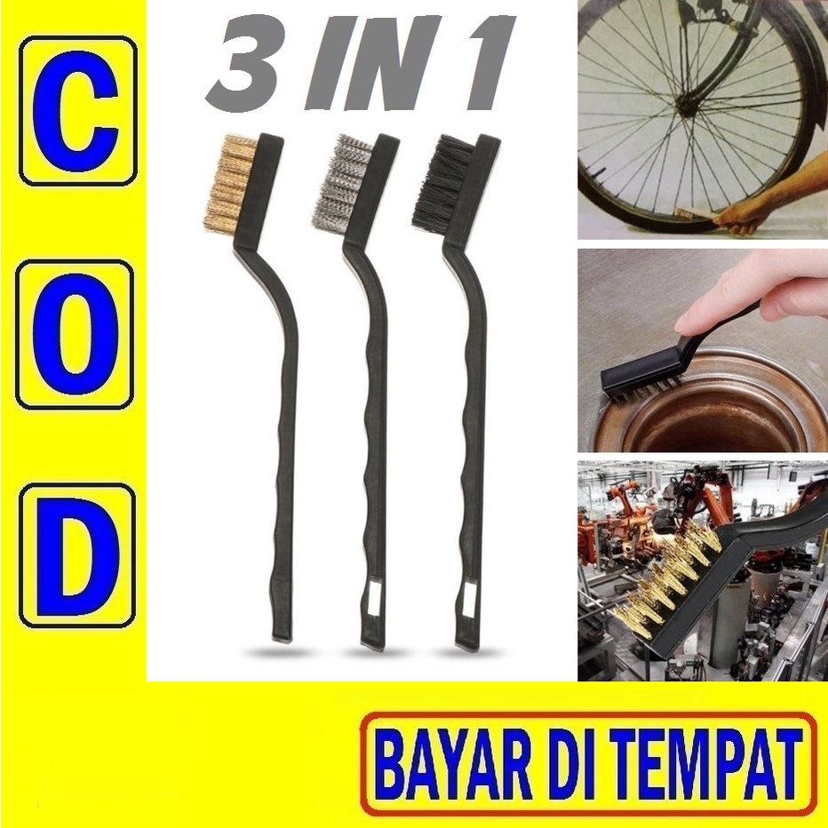 Jual KOM 14B Sikat Kawat Set 3 In 1 Isi 3 Pcs Baja Tembaga Besi ...